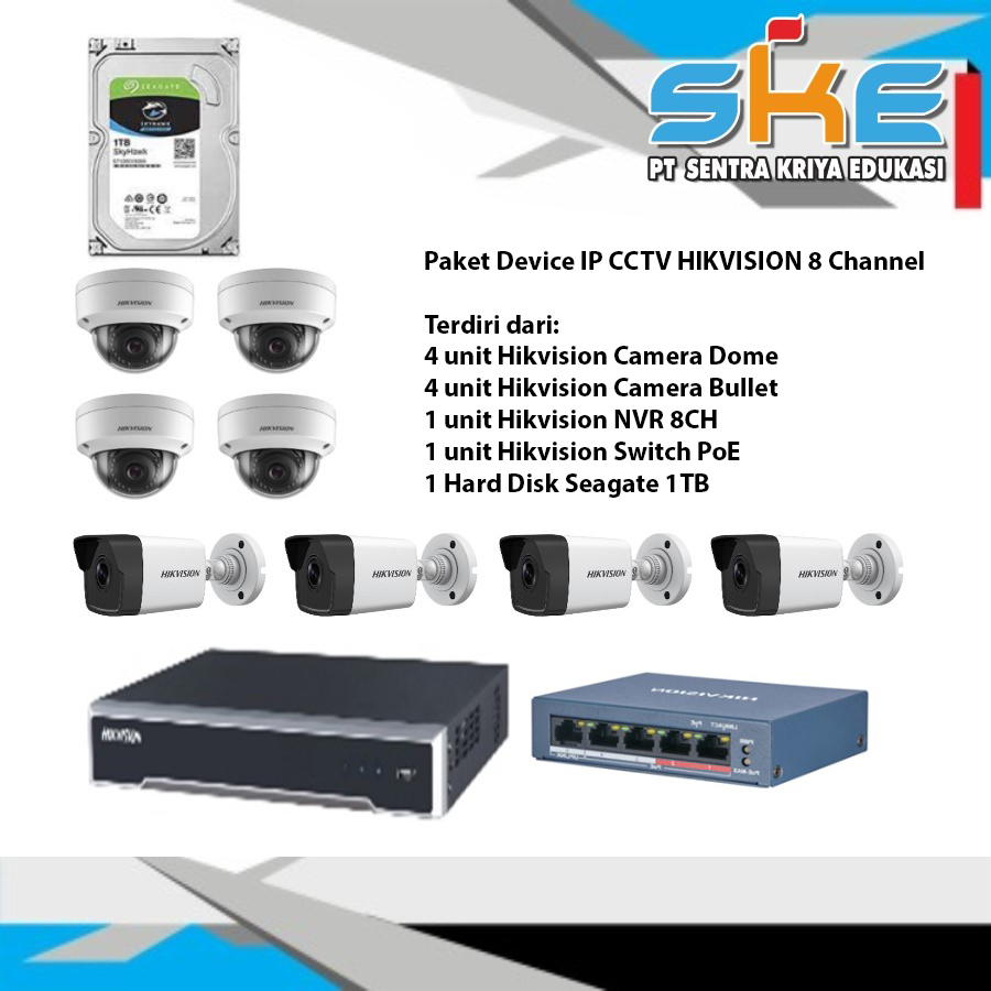 Paket Device IP CCTV HIKVISION 8 Channel