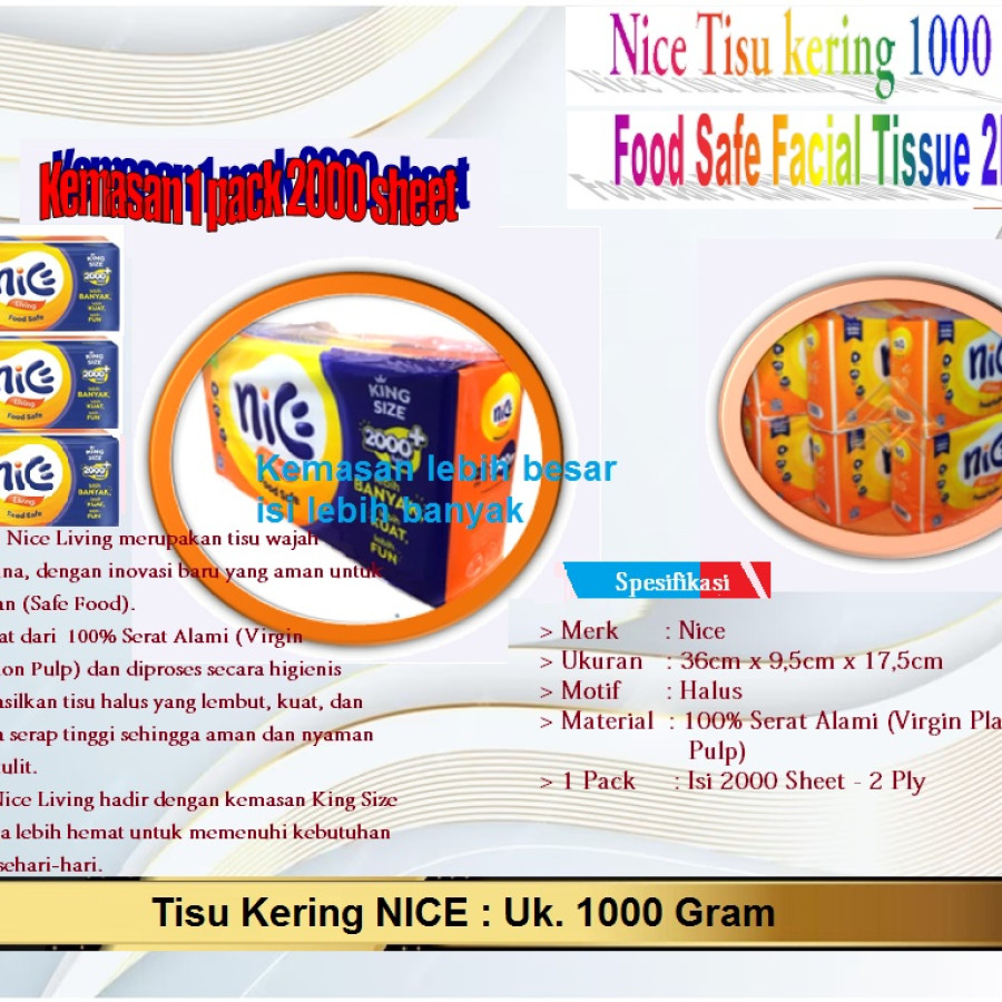 Tissue Kering Merk: Nice 1000 gr