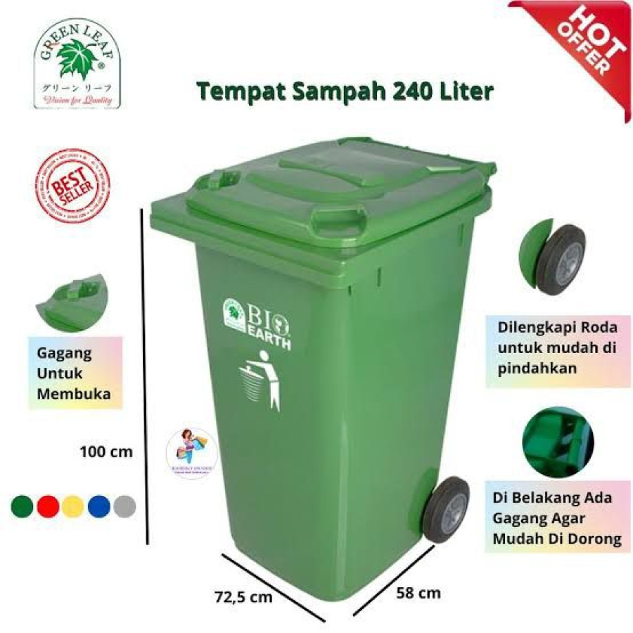 Tempat Sampah besar HDPE 240 liter roda Dalton