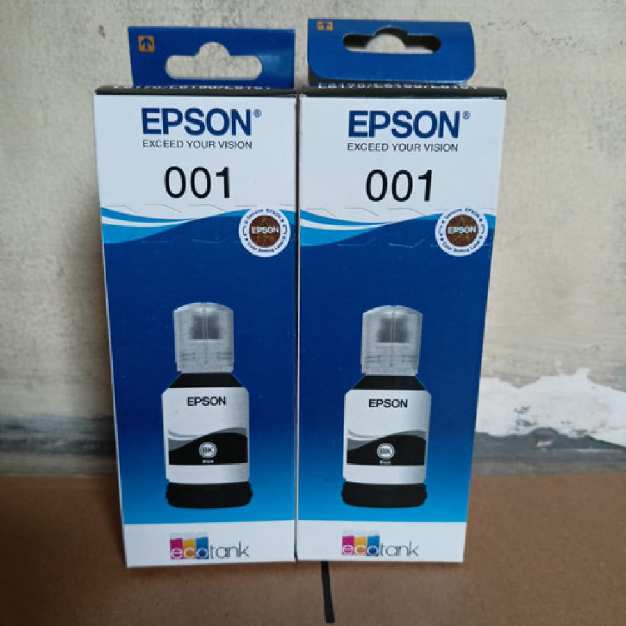 Tinta Printer Warna Hitam 001, Merek Epson