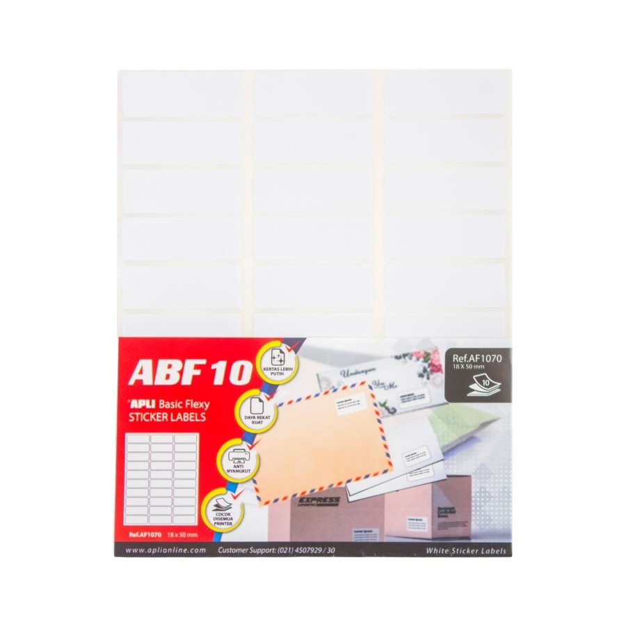 APLI Basic Flexy (ABF) White Labels 18 X 50mm 300 unit (10 Sheets)