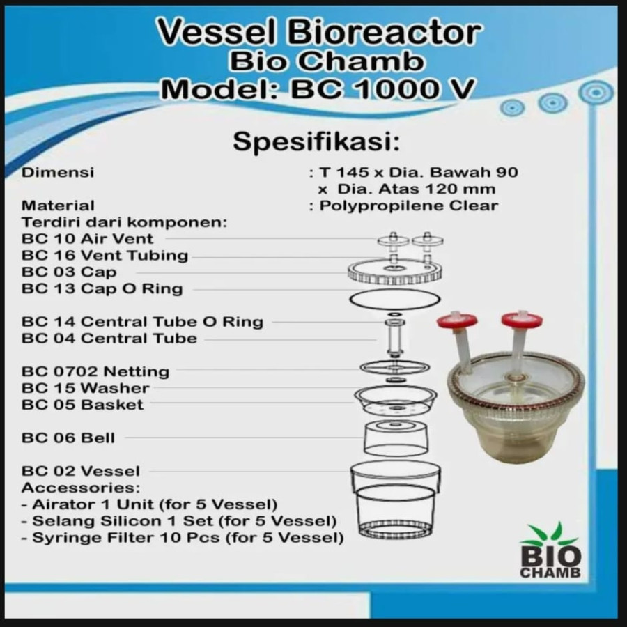 Tabung Vessel Bioreaktor bc 1000 v