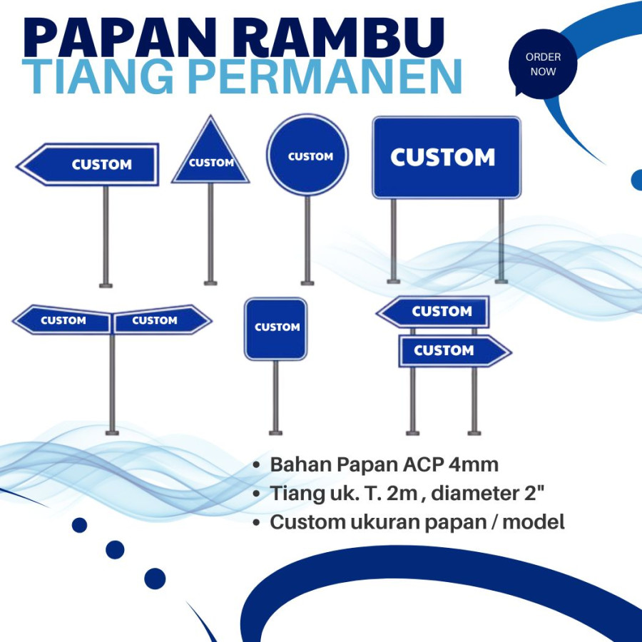 Papan Rambu Petunjuk Arah Tiang Tunggal/Ganda 50x60x200cm