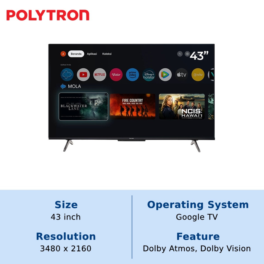 POLYTRON 4K UHD Smart Google TV 43 Inch PLD 43UG5959