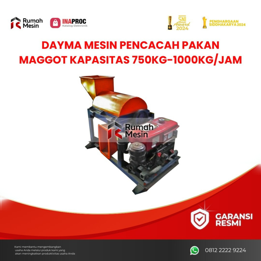 DAYMA MESIN PENCACAH PAKAN MAGGOT KAPASITAS 750KG-1000KG/JAM