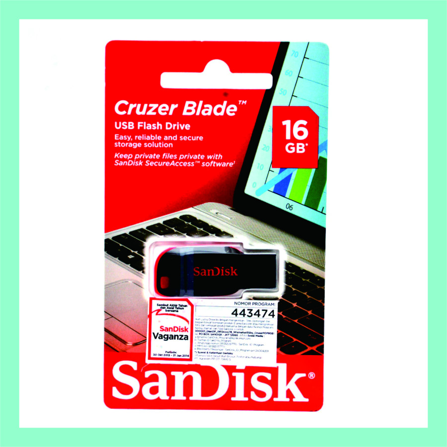 Sandisk Flashdisk Cruzer Blade USB 16Gb 165k