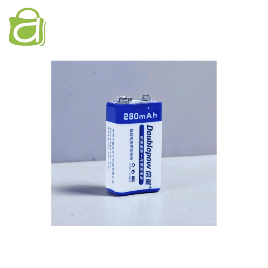DOUBLEPOW BATERAI CAS 9V 280MAH RECHARGEABLE BATTERY