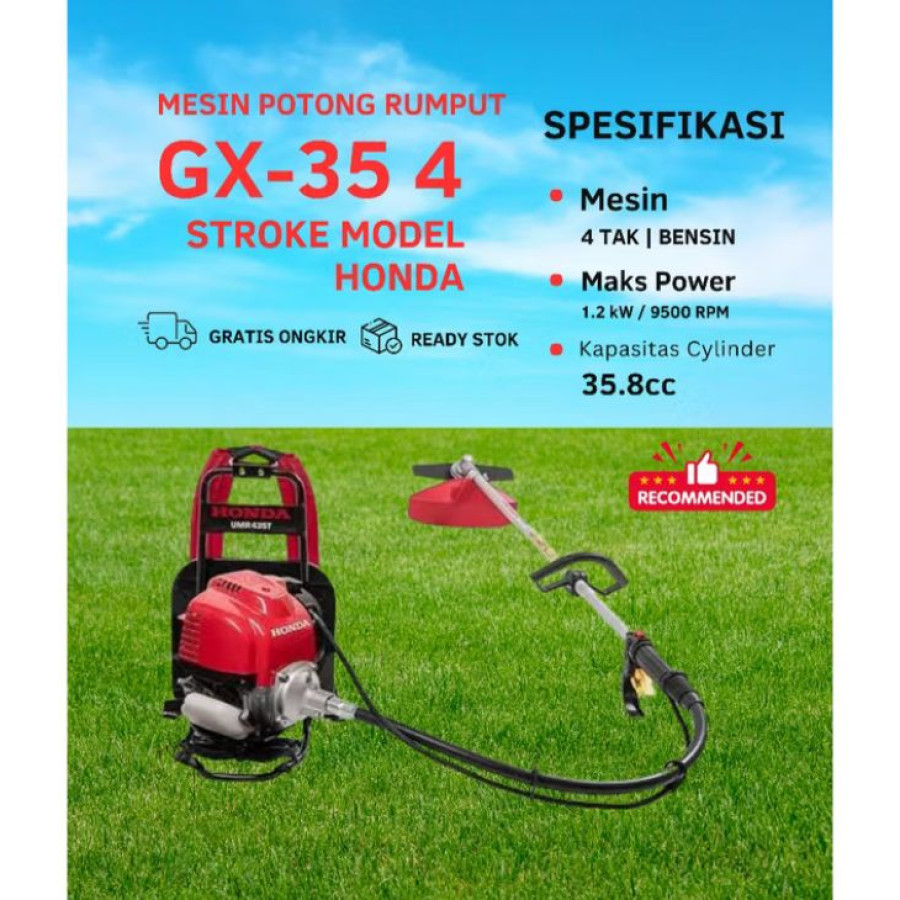 Mesin Pemotong Rumput GX-35 4 MESIN : 4 TAK / BENSIN, MAKS POWER : 1,2 KW / 9500 RPM, KAPASITAS ...