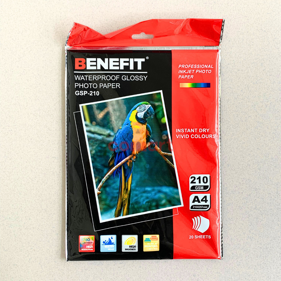 Kertas Photo A4 - Benefit Waterproof Glossy Paper 210 Gsm