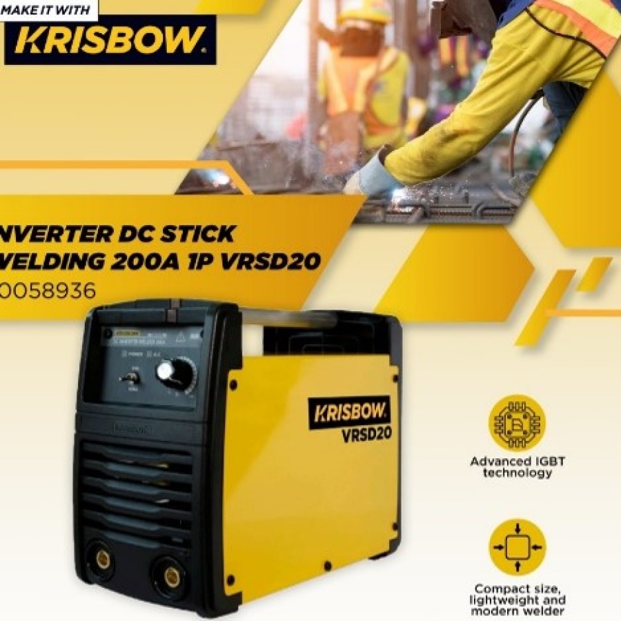 MESIN LAS KRISBOW DC INVERTER STICK WELDING 200A 220V 1PH 10058936